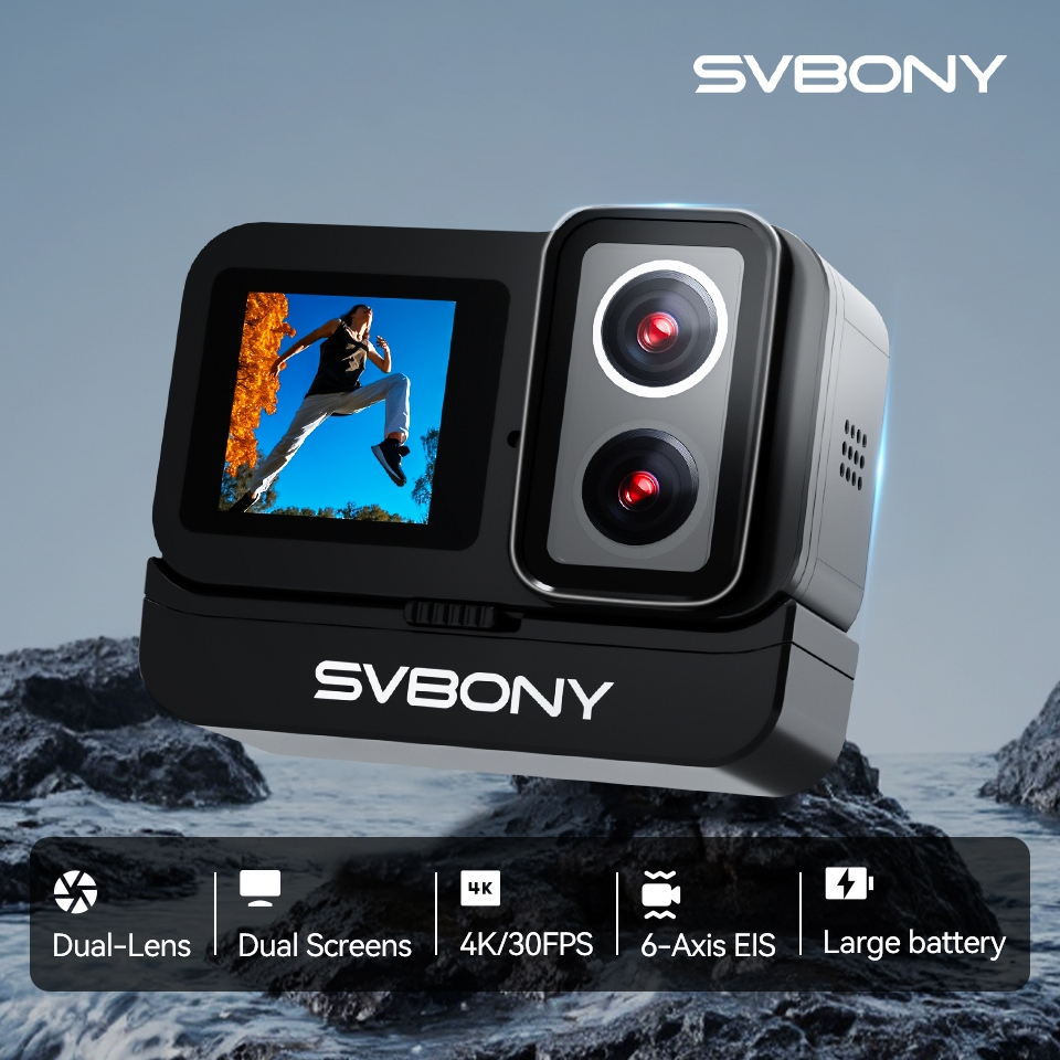 Svbony SVGO 4K Action Camera Dual-Lens IPX8 6650mAh 145° Wide Angle for ...