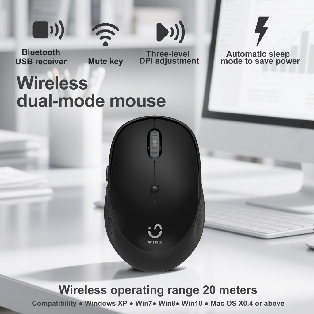 WINX (two-year warranty) dual-mode wireless mouse Bluetooth 5.0 mute 2 ...