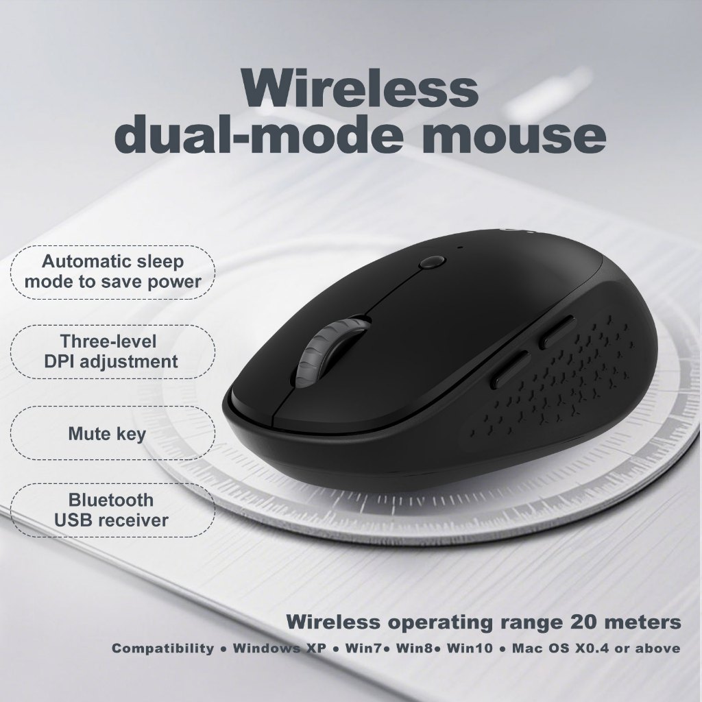 WINX (2 Years warranty) Dual-mode silent Bluetooth wireless mouse with ...