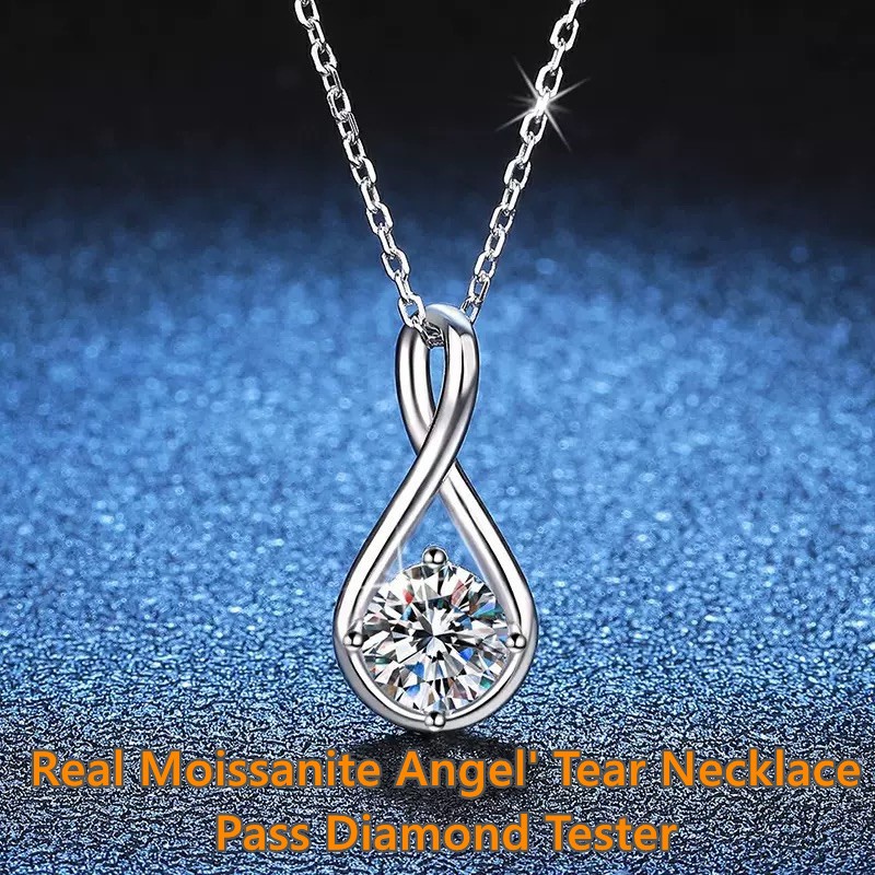 Real moissanite diamond D color Angel's Tear pendant necklace with GRA ...