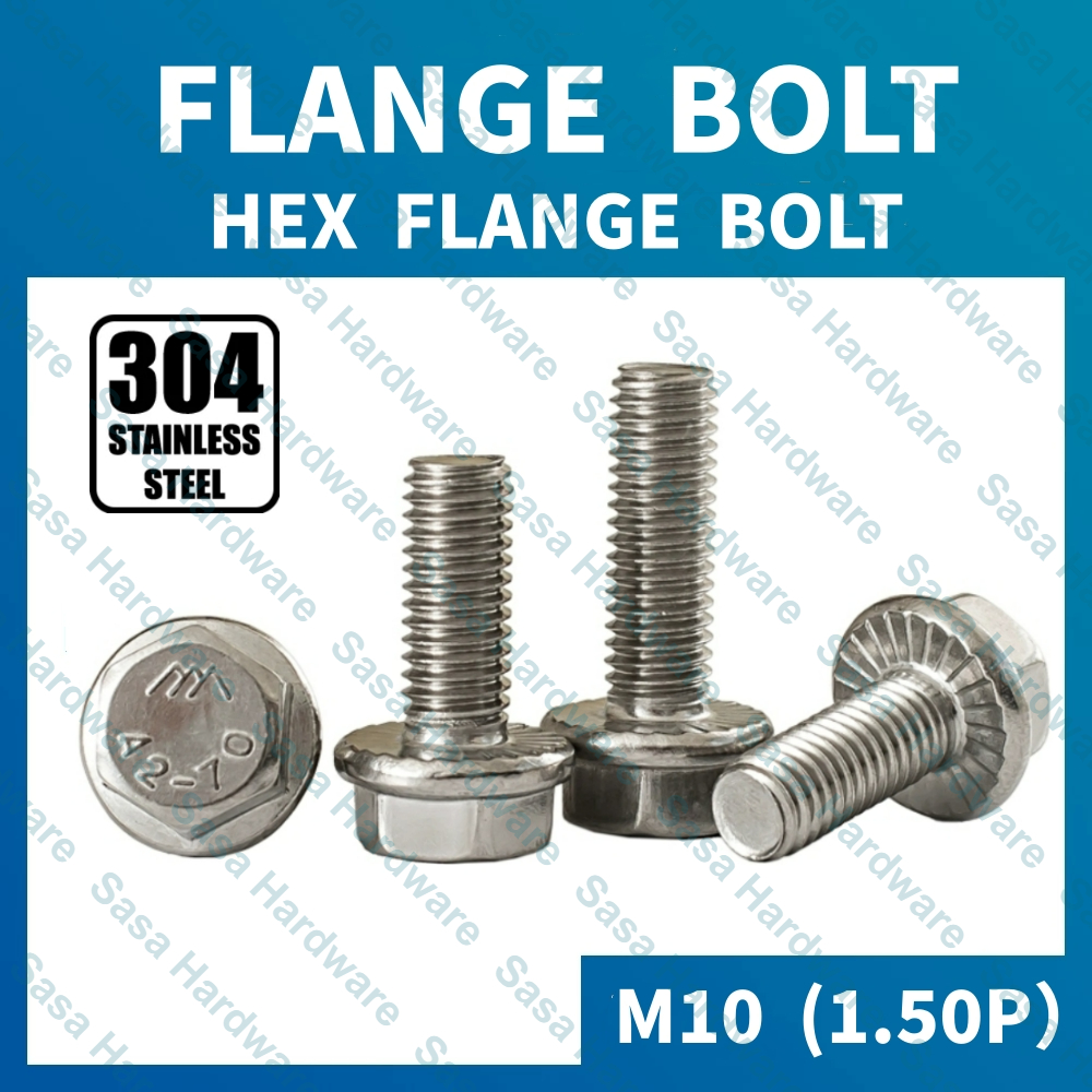 M10 (1.50P) Stainless Flange Bolt / SS304 (sold per 2pcs) | Shopee Philippines