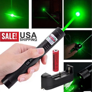 USB Rechargeable Green Laser Pointers 532nm 10000m High Power Laser 303 Laser Flashlight ...