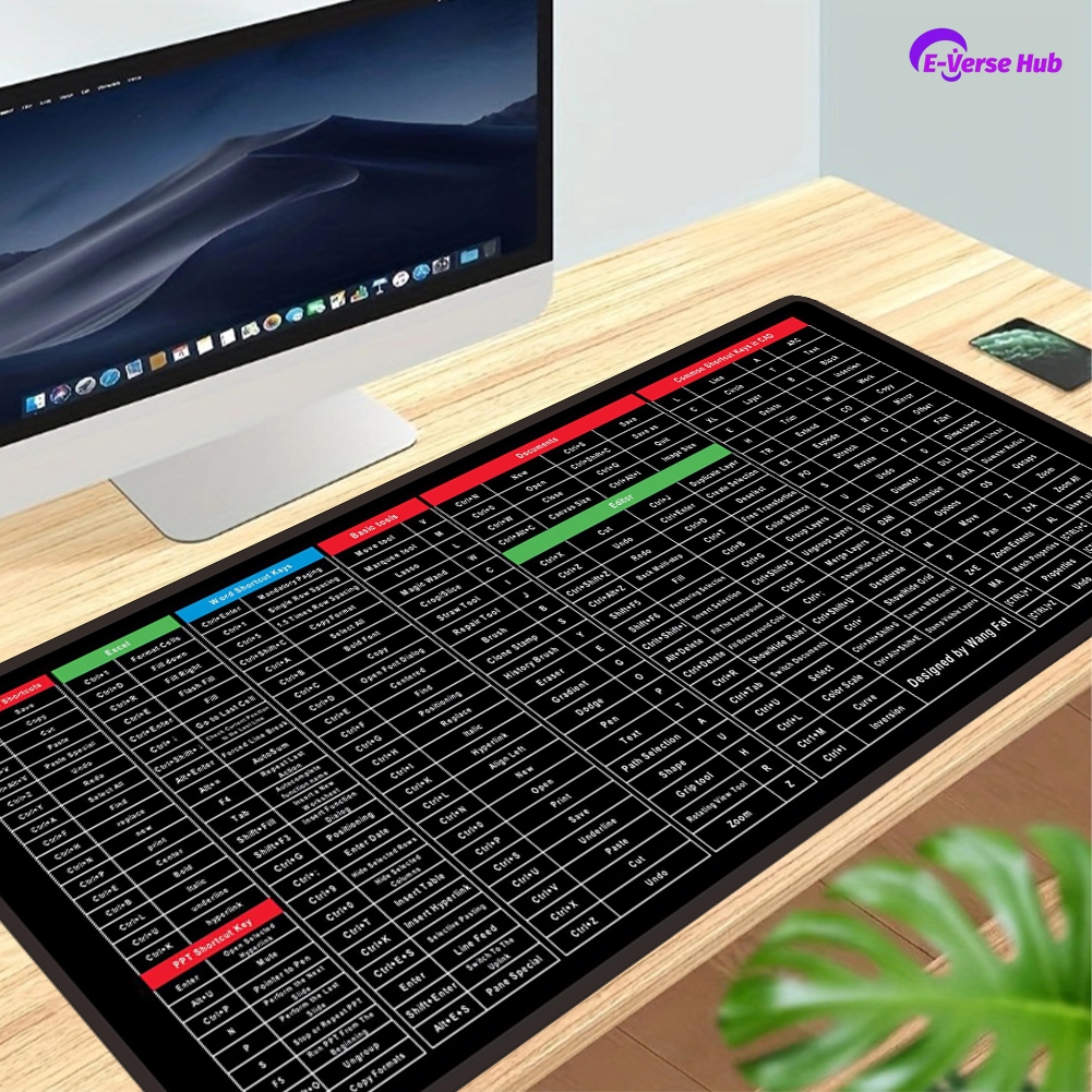Large Office Mouse Pad Shortcut Keys Version Excel Windows Keyboard ...