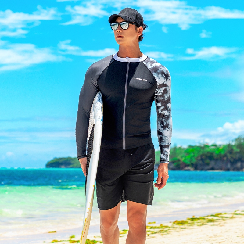 SAILBEE Mens UV Protect Surfing Rash Guard Long Sleeve Swimsuit ...