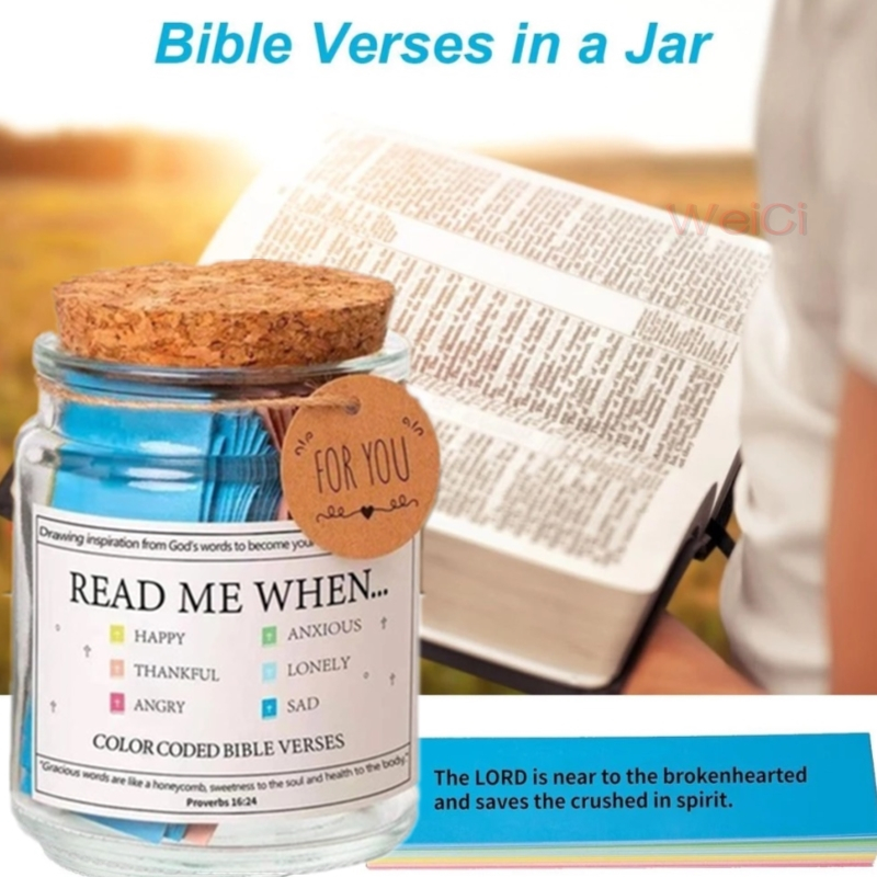 Bible Verses in a Jar Read Me When Colorful Bible Verses in Glass Holy ...