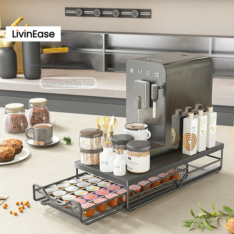 LivinEase Adjustable Coffee Capsule Organizer With Drawer Style Storage ...