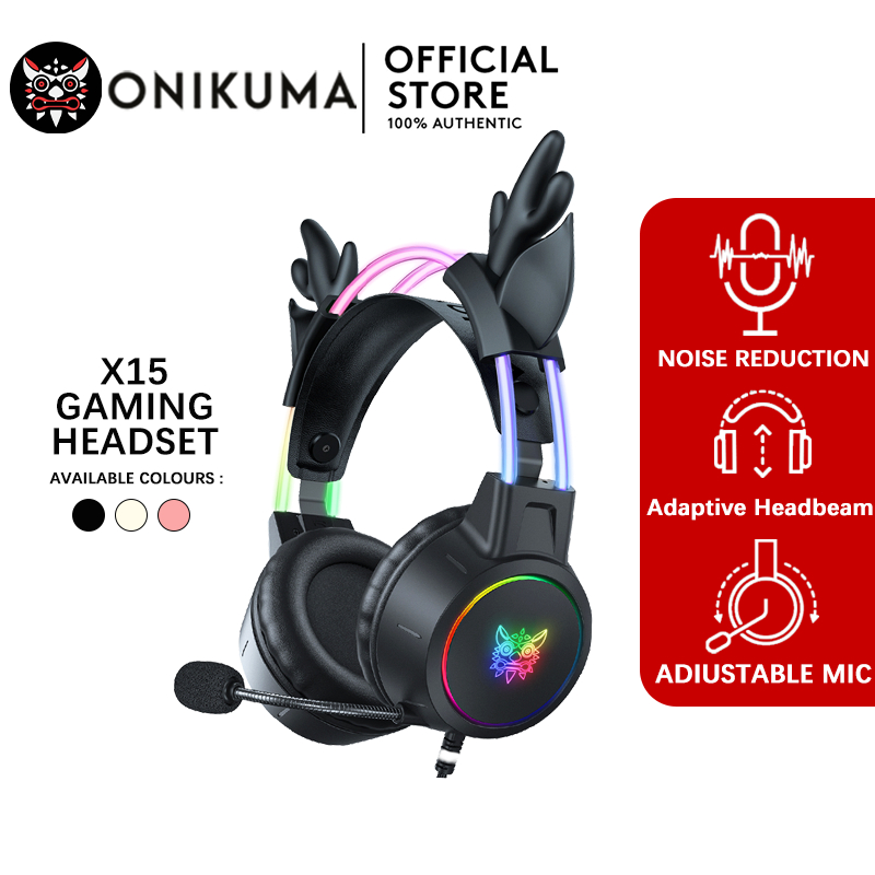 Onikuma X15 pro Gaming Headset RGB Lighting Removable Ear AUX 3.5 + USB ...