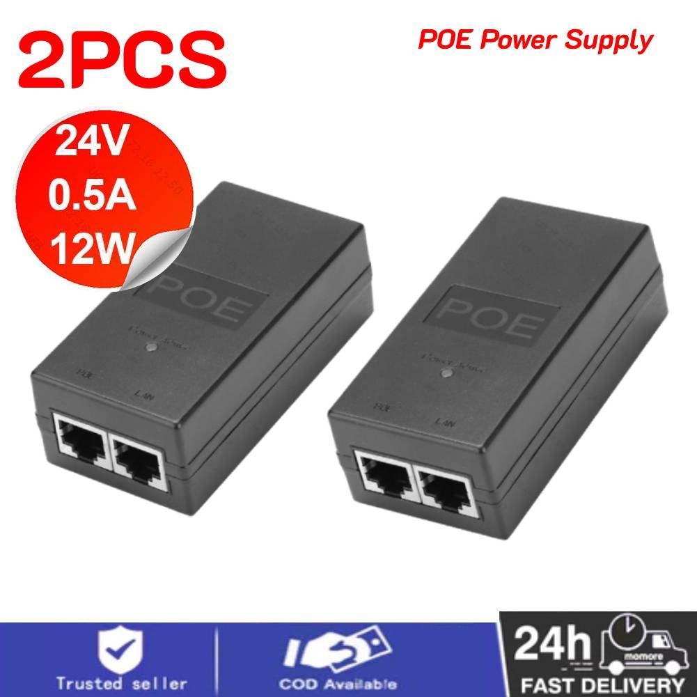 2pcs 24V 0.5A 12W Desktop POE Power Injector Ethernet Adapter ...