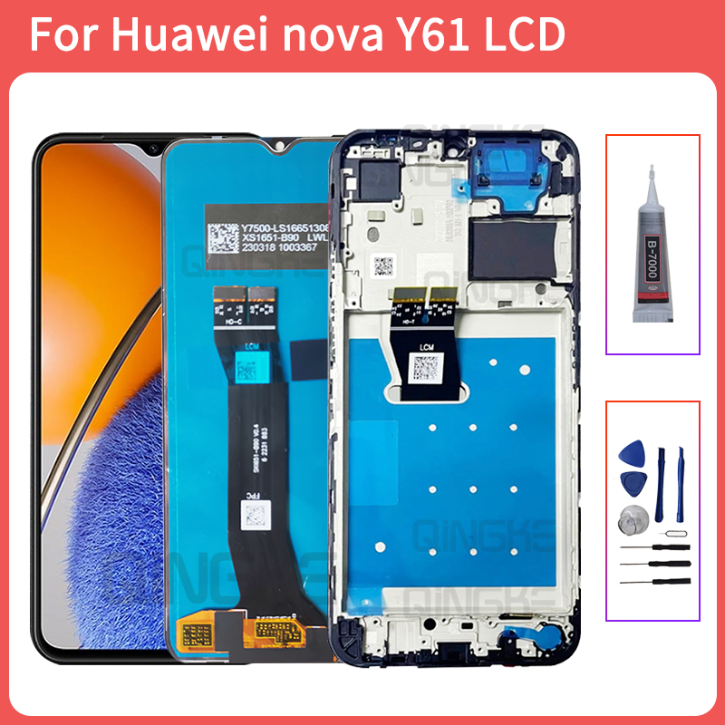 LCD For Huawei nova Y61 LCD Screen EVE-LX3/LX9 Display Frame Touch Panel Digitizer For Huawei ...