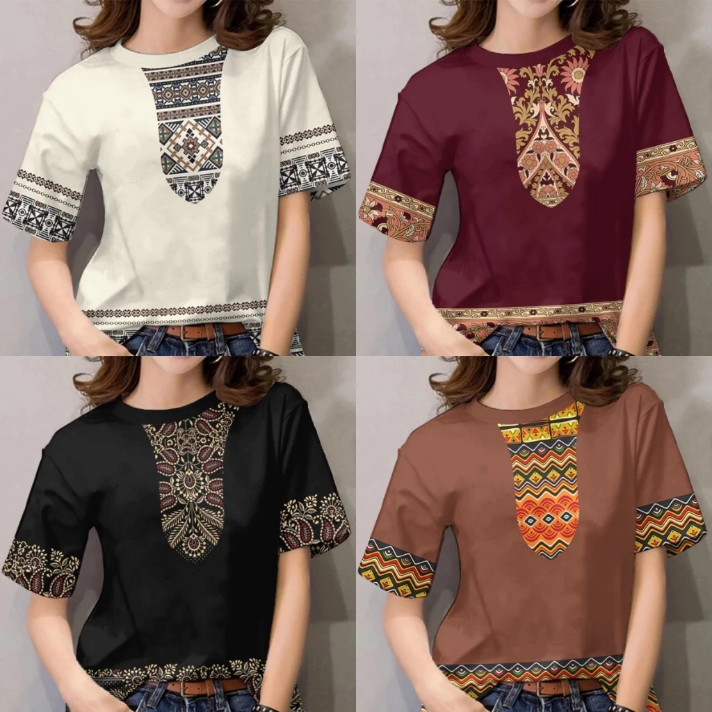 Modern Asean Attire Barong Tagalog T-Shirt For Women Round Neck Short ...