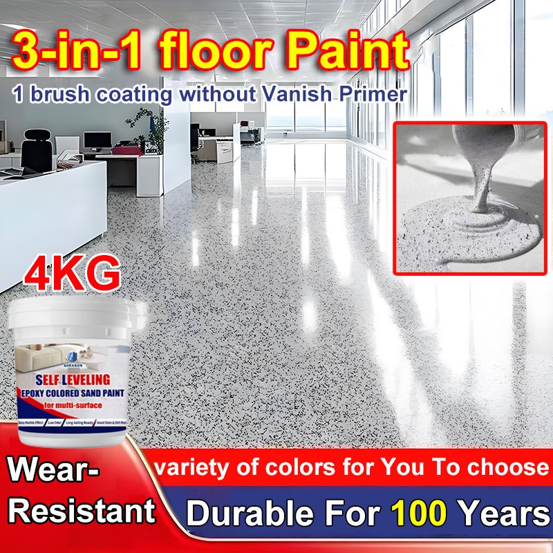 【Durable For 50 Years】Epoxy Floor Paint Wear-Resistant 1kg with Brush ...