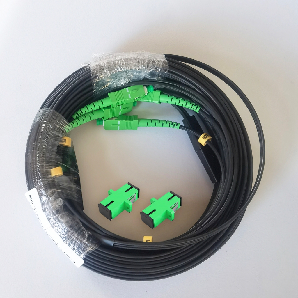 20M Fiber Optic Drop Cable SC/APC To SC/APC Double Core Outdoor Single Mode Pre-connectorized ...