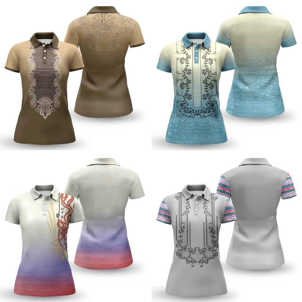 Modern Asean Attire For Women Barong Tagalog Ethnic Style Polo Shirts ...
