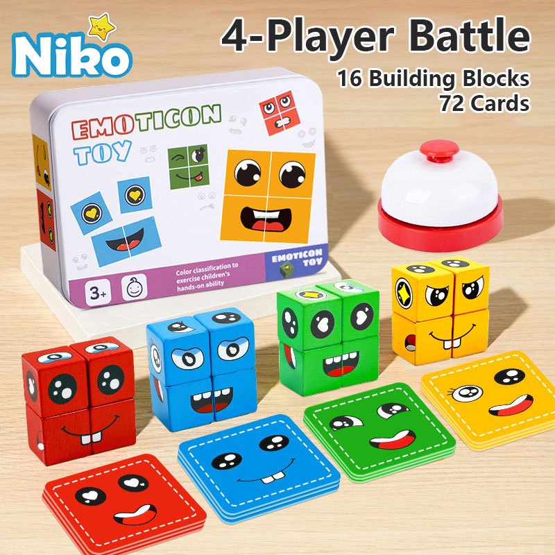 NIKO 72pcs Cards Wooden Face Changing Educational Magic Cube Building ...