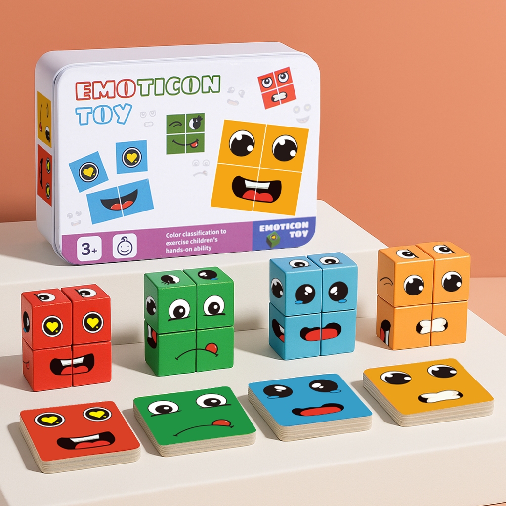 NIKO 72pcs Cards Wooden Face Changing Educational Magic Cube Building ...