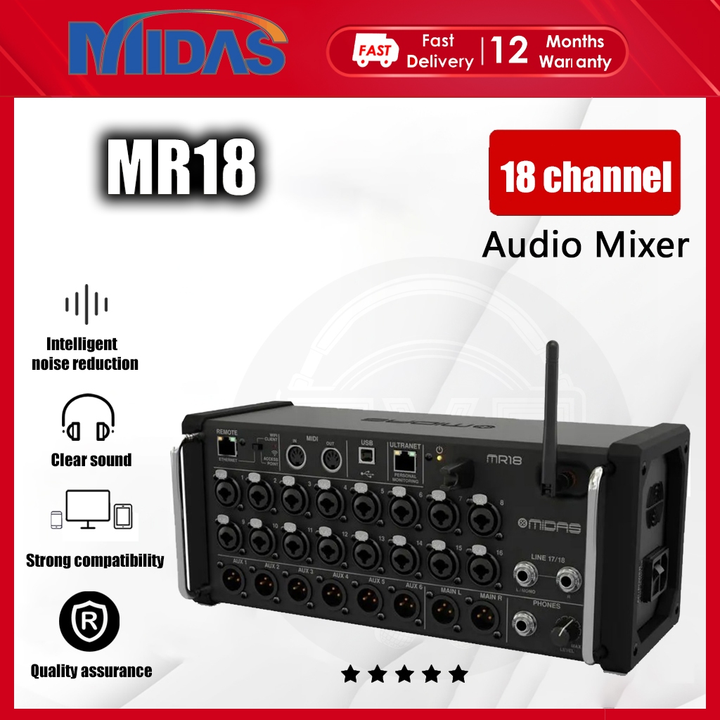 MIDAS MR18 Rack Mount Professional Digital Mixer Built-in Wifi DSP ...