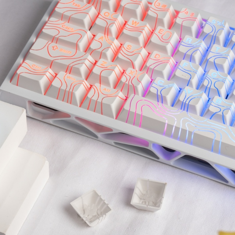 Womier Line Luminous Double Shot PBT 118 Keys Shine Through Keycaps Set ...