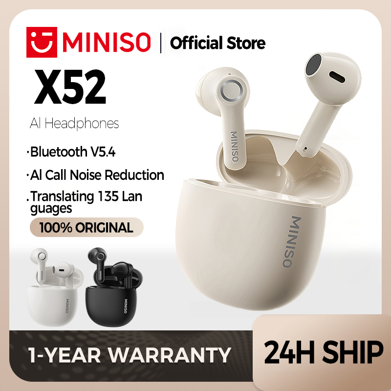 MINISO X52 Ai Earbuds AI Smart Real-Time Translation Bluetooth Earphone ...