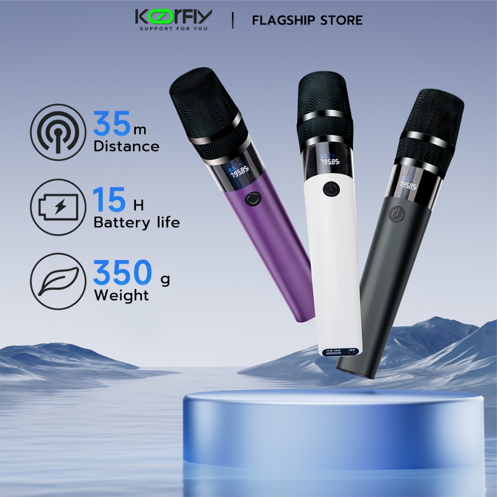 KOORFLY U2 Wireless Microphone UHF Dual MIC 35M Receiving Range ...