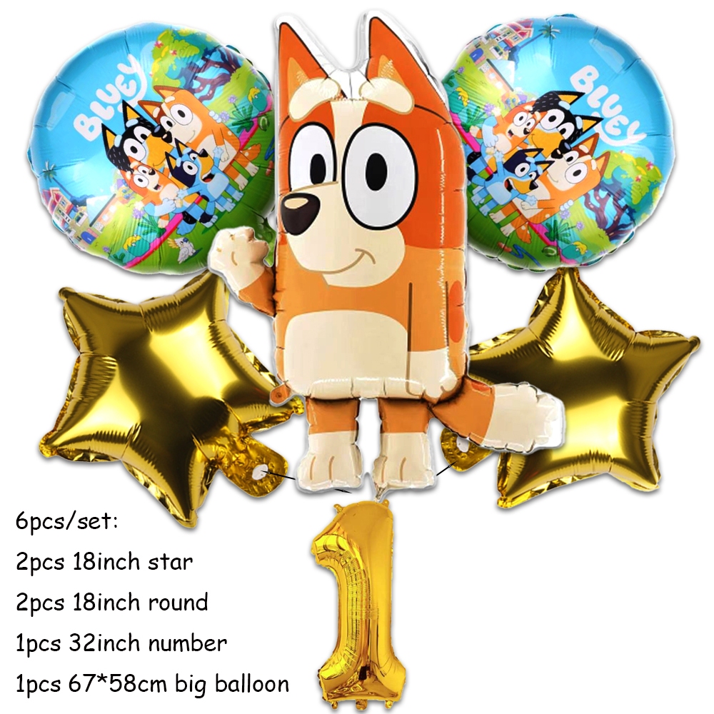 New Bluey Family Cartoon Aluminum Balloon Set Cute Bluey Bingo Balloon ...