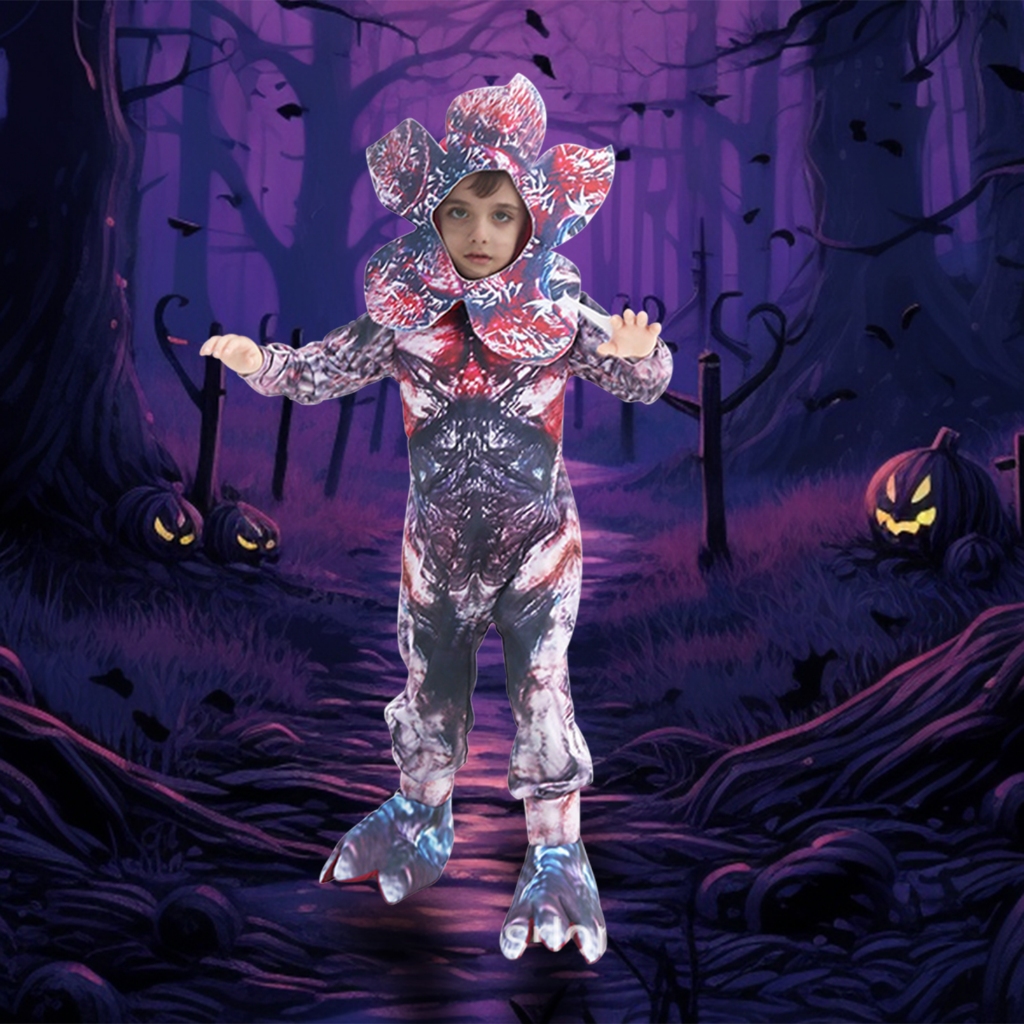 Children Halloween Cosplay Cannibal Flower Costume One Piece Tights ...