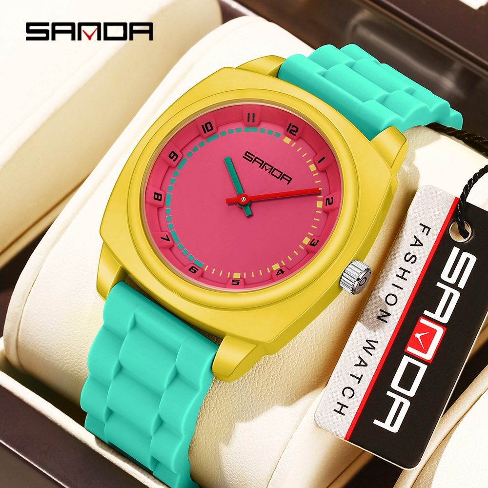 SANDA New 9109 Children's Watch Dopamine Contrasting Color Simple ...
