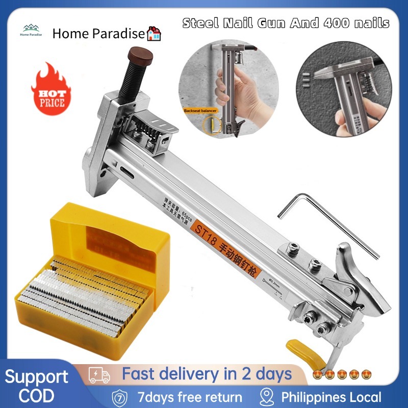 [Local delivery] Steel Nail Gun And 400 nails Manual Nailer Power Tool ...