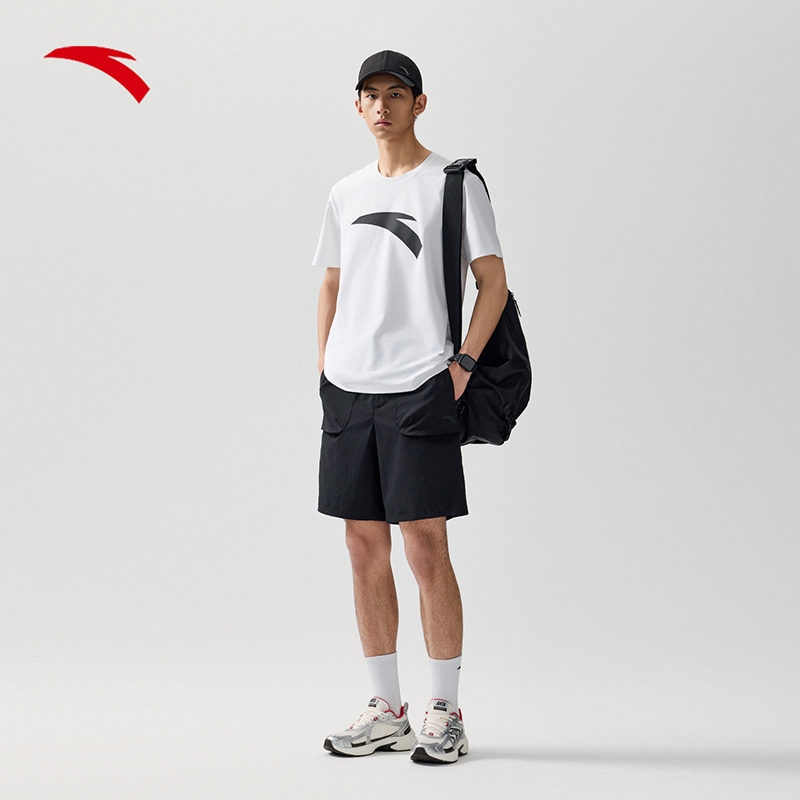 ANTA Men T-Shirt Basic Logo Breathable White Black Casual Tee 1525C7141 ...