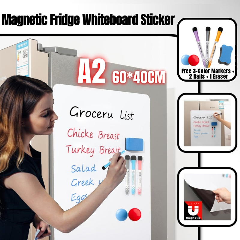 60x42cm Flexible Magnetic Dry Erase Whiteboard for Refrigerator ...