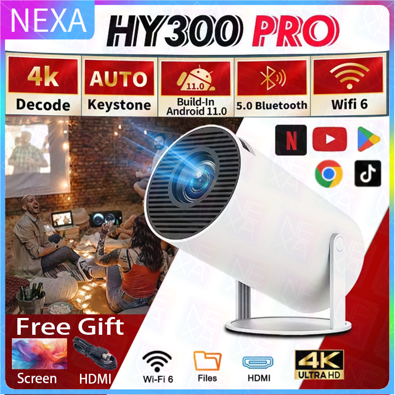 HY300 Pro Mini Projector For Phone 4K LED Portable Projector Android ...