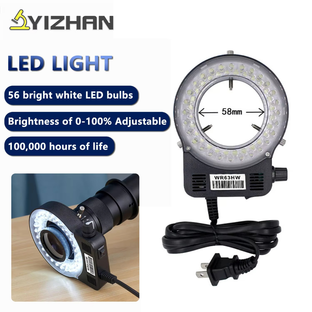 KUAIQU Microscope Illumination 56 Led Adjustable Ring Light 1-100% For ...