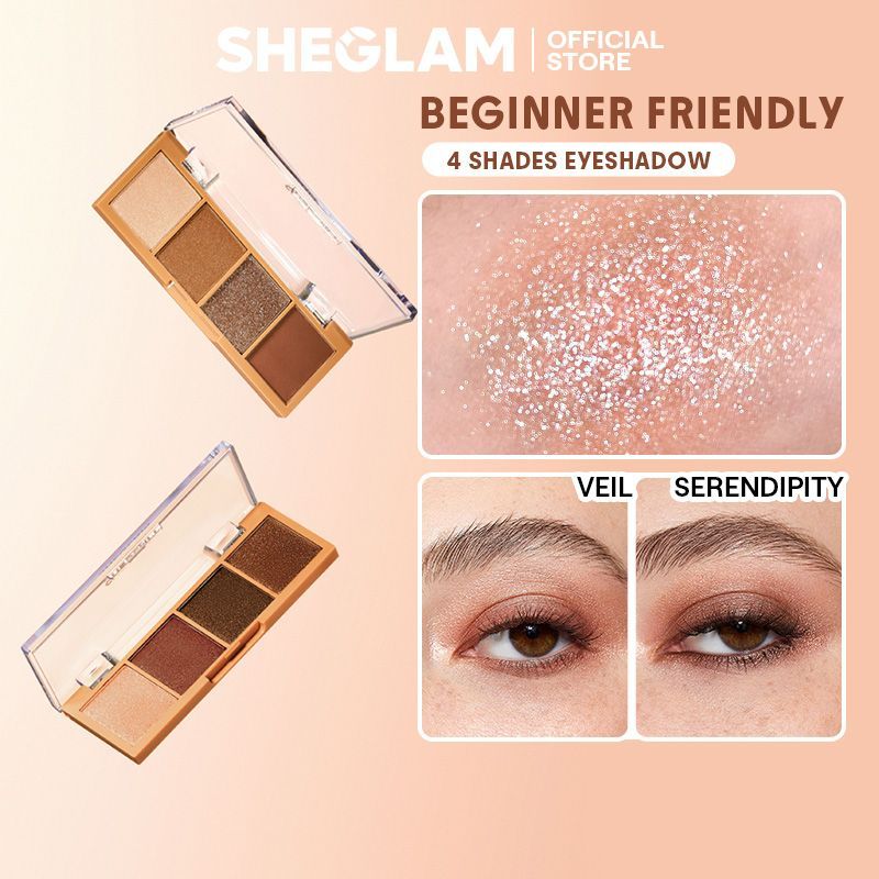 SHEGLAM Essential Square Eyeshadow Quad- 4-Color Matte Glitter ...