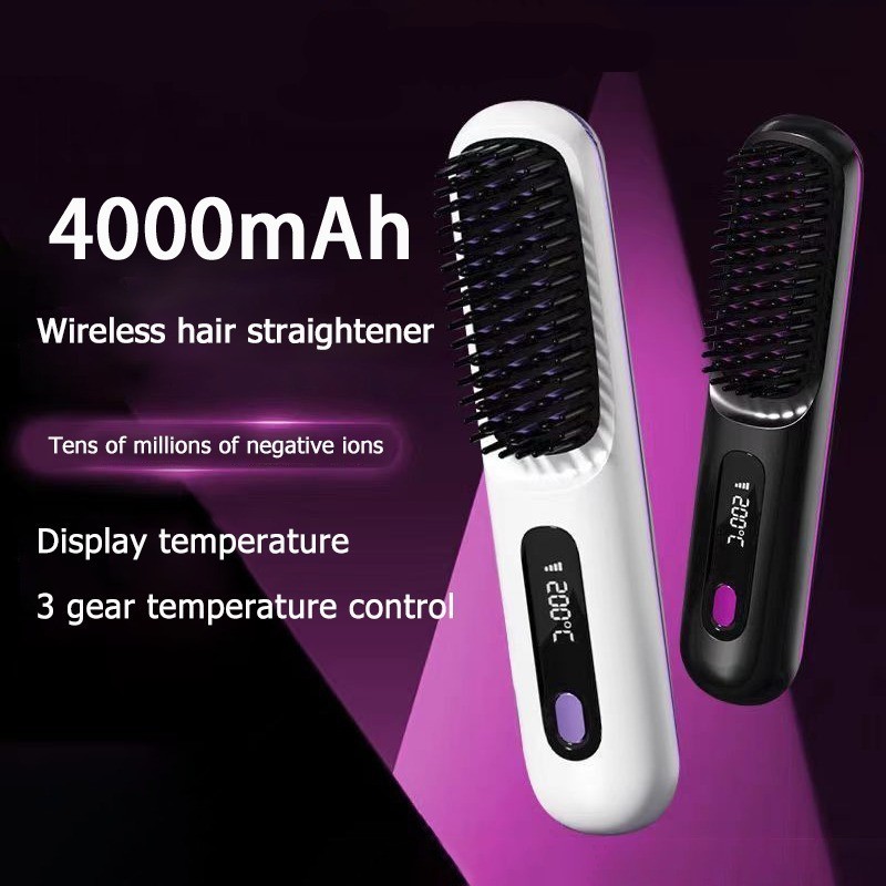 Miss hair straightener comb 4000mAh fast heating lasting styling 24h ...