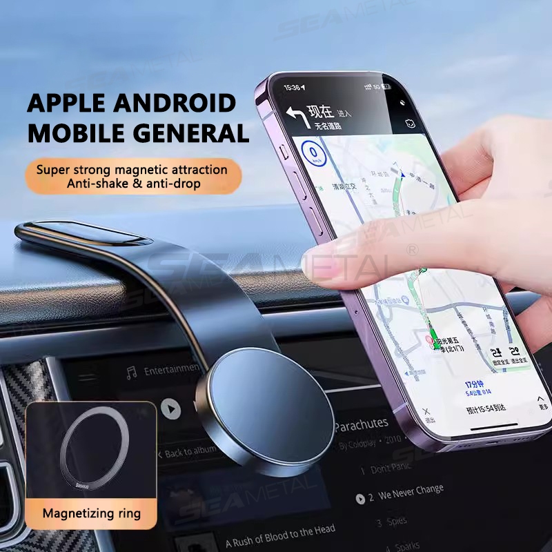 SEAMETAL Magnetic Car Phone Holder Foldable Car Dashboard Center ...