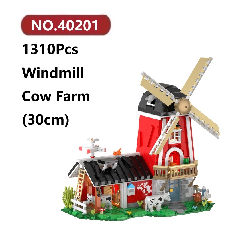 Windmill Cow Farm Building Blocks 1310 Pcs iambrick Architecture Bricks ...