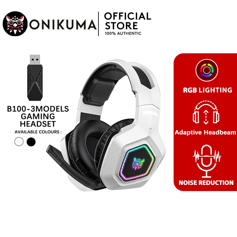 ONIKUMA B100 Wearable Wireless Gaming Headset with Flexible Mic Dynamic ...