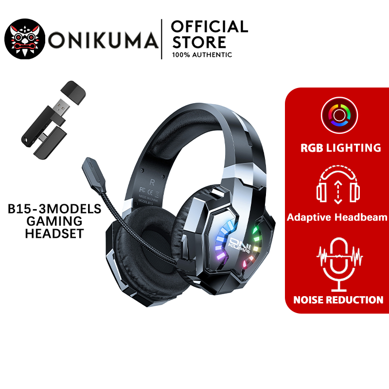 ONIKUMA B15 Three Mode With Mic E-Sports Wireless Gaming Headset RGB Lighting Supports Bluetooth ...