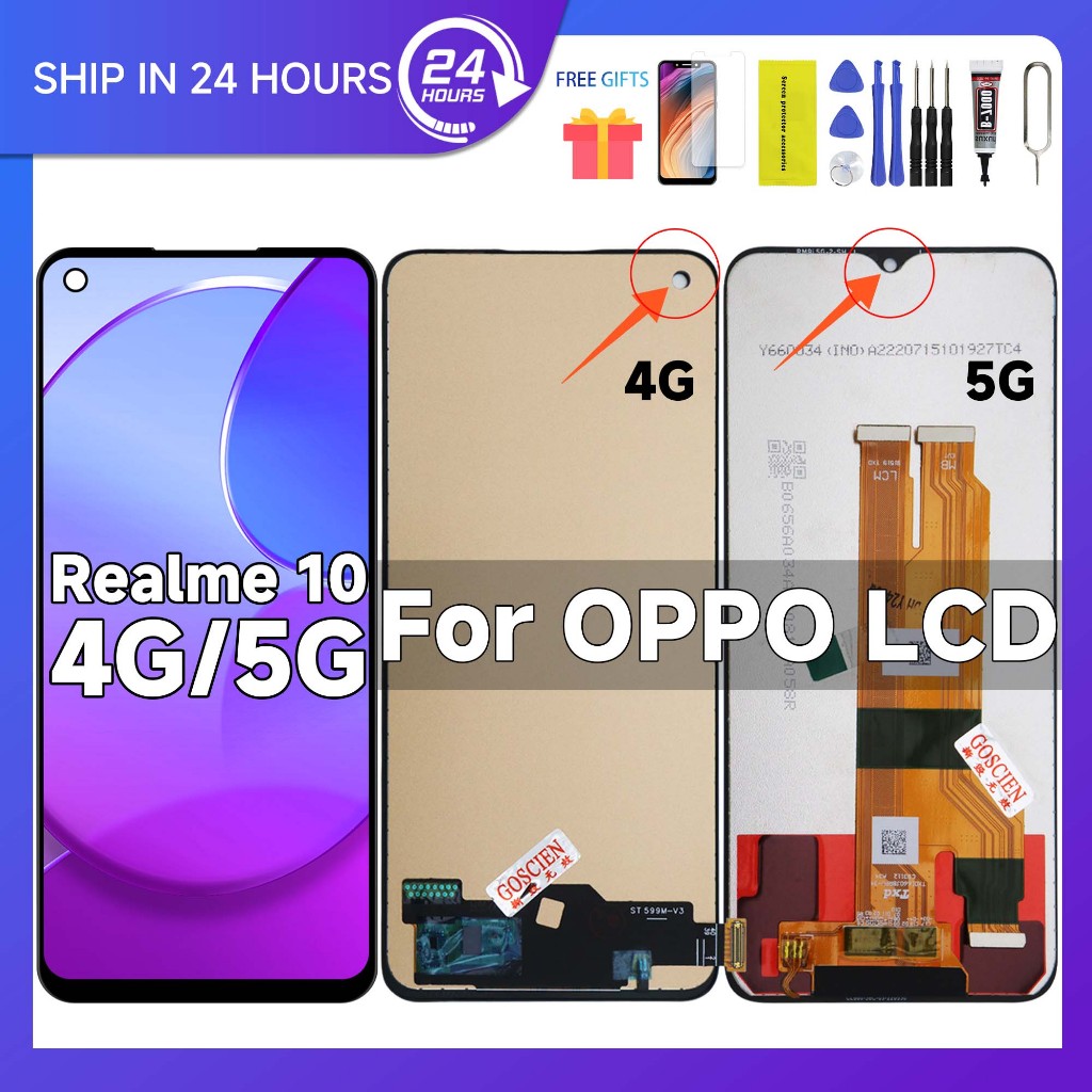For OPPO Realme 10 4G 5G RMX3630 RMX3663 LCD Display Touch Screen ...