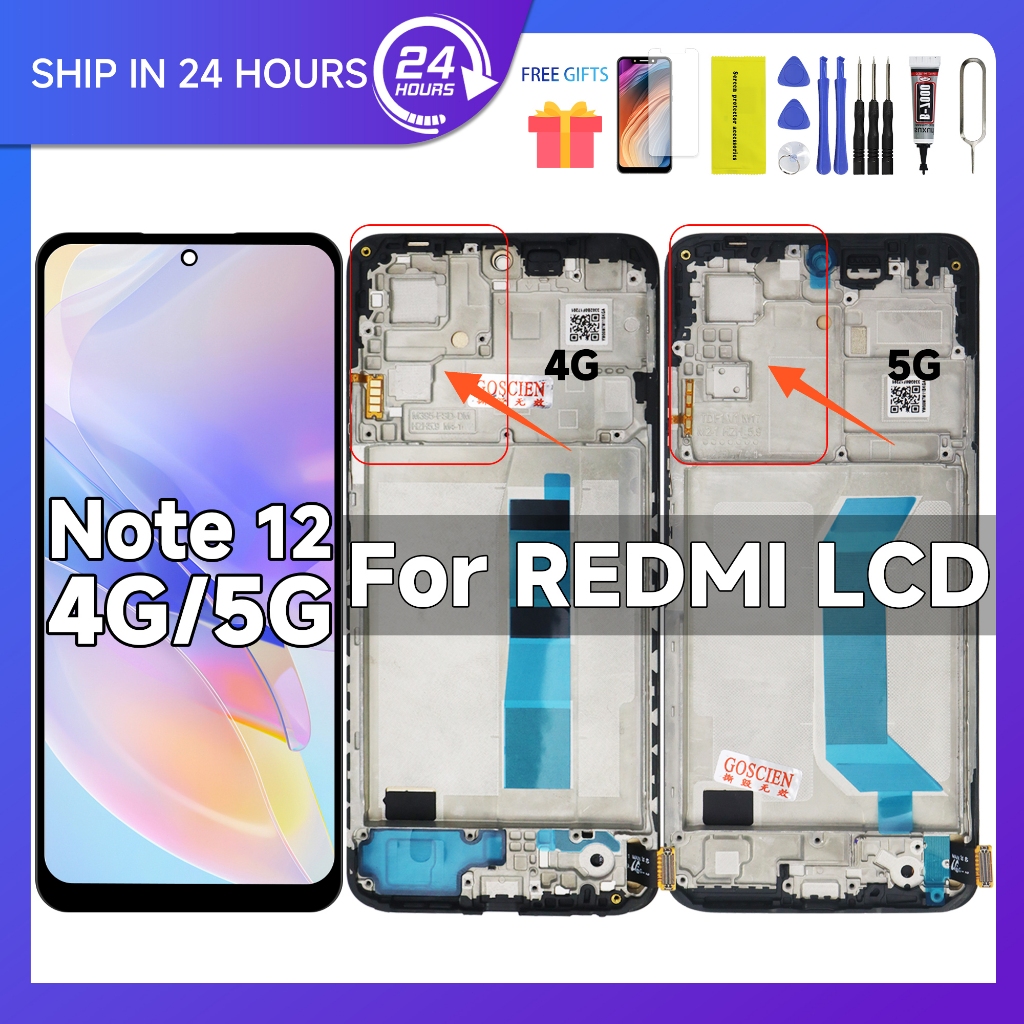 Screen For Xiaomi Redmi Note 12 4G 23021RAAEG Note12 5G 22111317I LCD ...