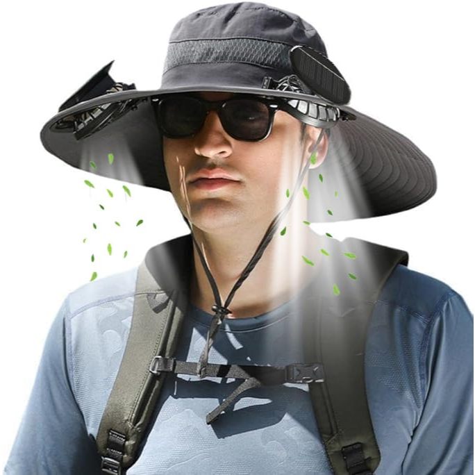 Wide Brim Solar Fan Hat, Hat with Fans Solar Power, Removable & USB ...