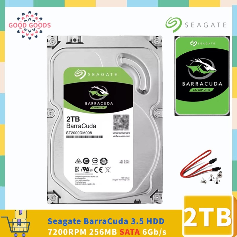 Seagate BarraCuda ST2000DM008 2TB 3.5 HDD 7200 RPM 256MB Cache SATA 6Gb/s Internal Hard Drive ...