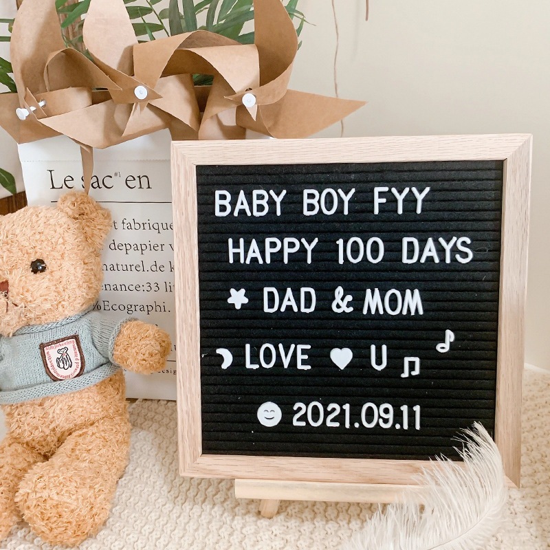 Felt Letter Board 10x10 inches Changeable Wooden Message Board Sign ...
