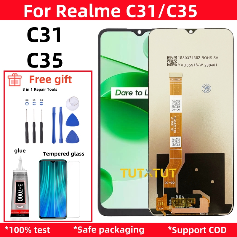 for Realme C31/C35 RMX3501 RMX3511 LCD Display Touch Screen Glass Digitizer Assembly Replacement ...