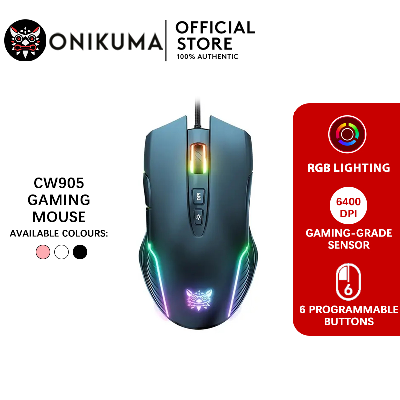 Onikuma CW905 Pink 3600DPI adjustable wired gaming mouse para sa ...