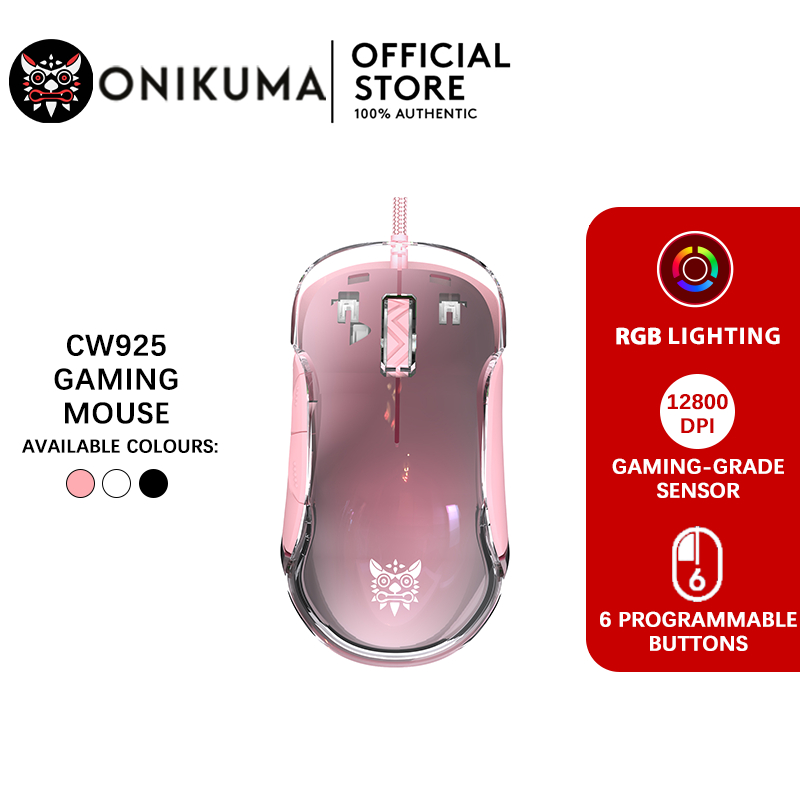 Onikuma CW925 Gaming Mouse Pink Mouse High Precision Adjustable DPI800 ...