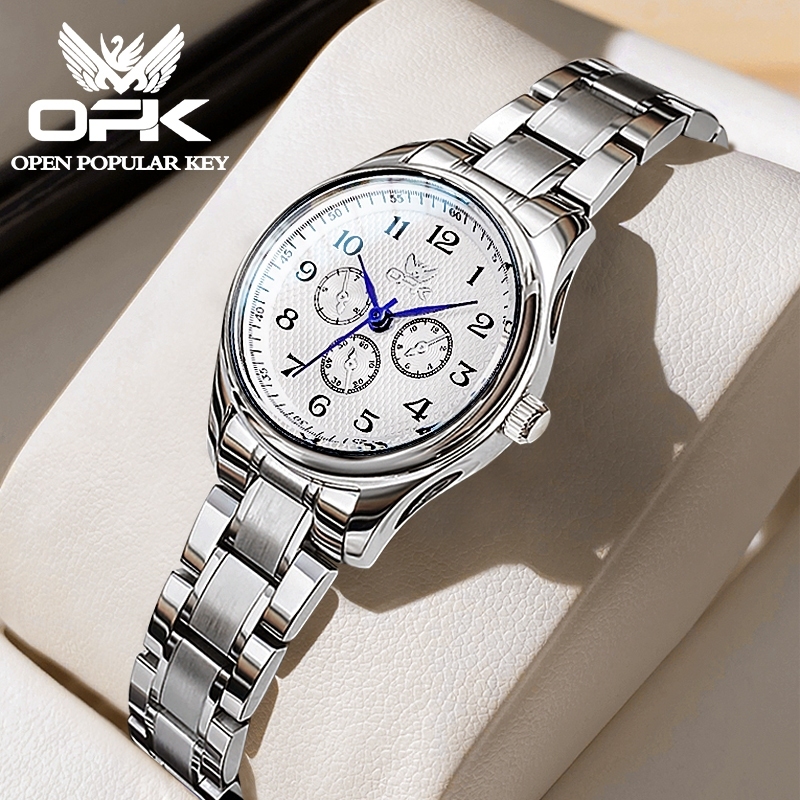 OPK Watch For Women Waterproof Original Quartz Stainless Steel Silver ...