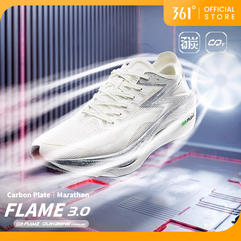 361 Degrees Flame 3.0 Men Running Shoes Marathon Carbon Plate Racing ...