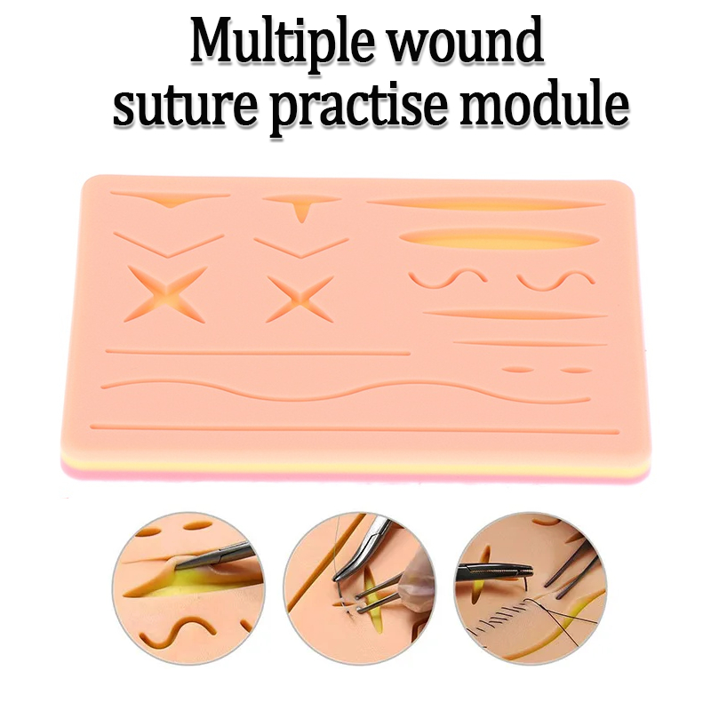 Silicon Multiple Wound Module Suture Practice Pad Realistic 3 Layers Wound Operate Pad for ...