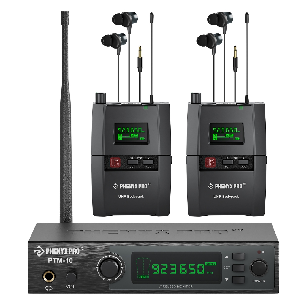 Phenyx Pro PTM-10B Wireless in Ear Monitor System True Stereo UHF IEM ...