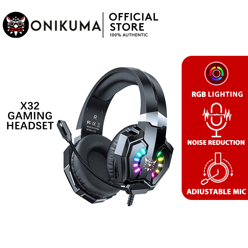 ONIKUMA X32 Gaming Headphones RGB Wired Headset Noise Canceling With ...